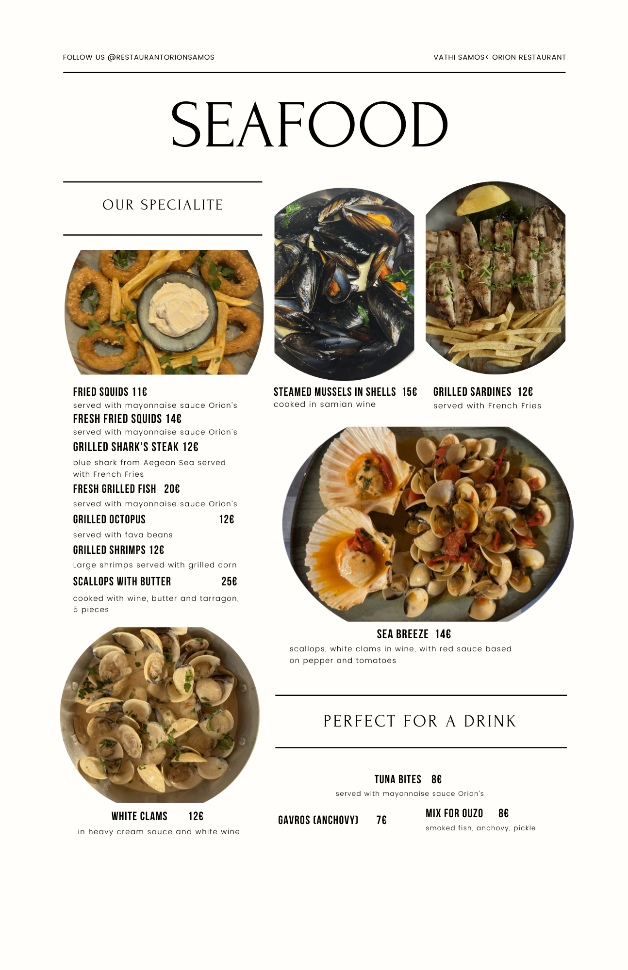OUR MENU - Orion Samos